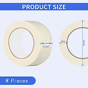 JayJayup Masking Tape 2 inch Wide, 8 Pack Wide Masking Tape for General Purpose Use, 2 inches x 55 Yards x 8 Rolls, 440 Yards in Total