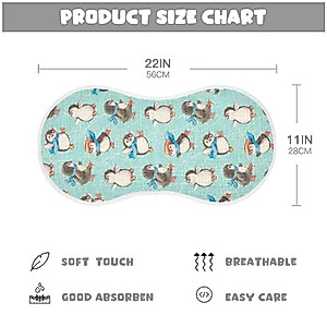 vvfelixl Baby Burp Cloths Cute Penguins Skates Baby Newborn Cotton Burping Cloths Set Baby Washcloths 4 Pack Blue