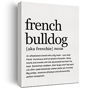 LEXSIVO French Bulldog Definition Print Canvas Wall Art Home Office Decor Modern Minimalist Painting 12x15 Canvas Frenchie Poster Framed Ready to Hang Artwork Dog Lover Gift