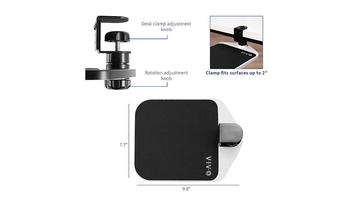 VIVO Mouse Pad Holder - Adjustable & Rotating Desk Tray
