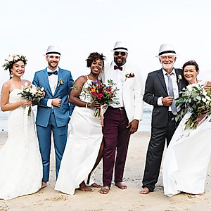 Lasnten 24 Pack 1920s Fedora Hats Bulk for Men Short Brim Sun Panama Hats for Women Party Costume, Circumference 60 cm(White)