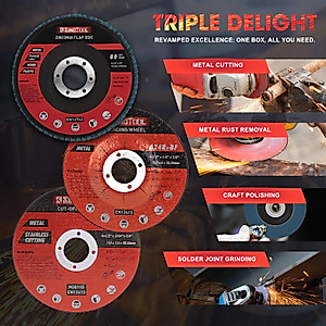 KingTool 31pcs Grinding & Cutting Wheels 4 1/2 inch Grinder Disc Set - 25pcs Cutting Wheel, 3pcs 4 1/2 Grinding Wheels, 3pcs Flap Discs with 7/8" Arbor for Angle Grinder Steel and Stainless