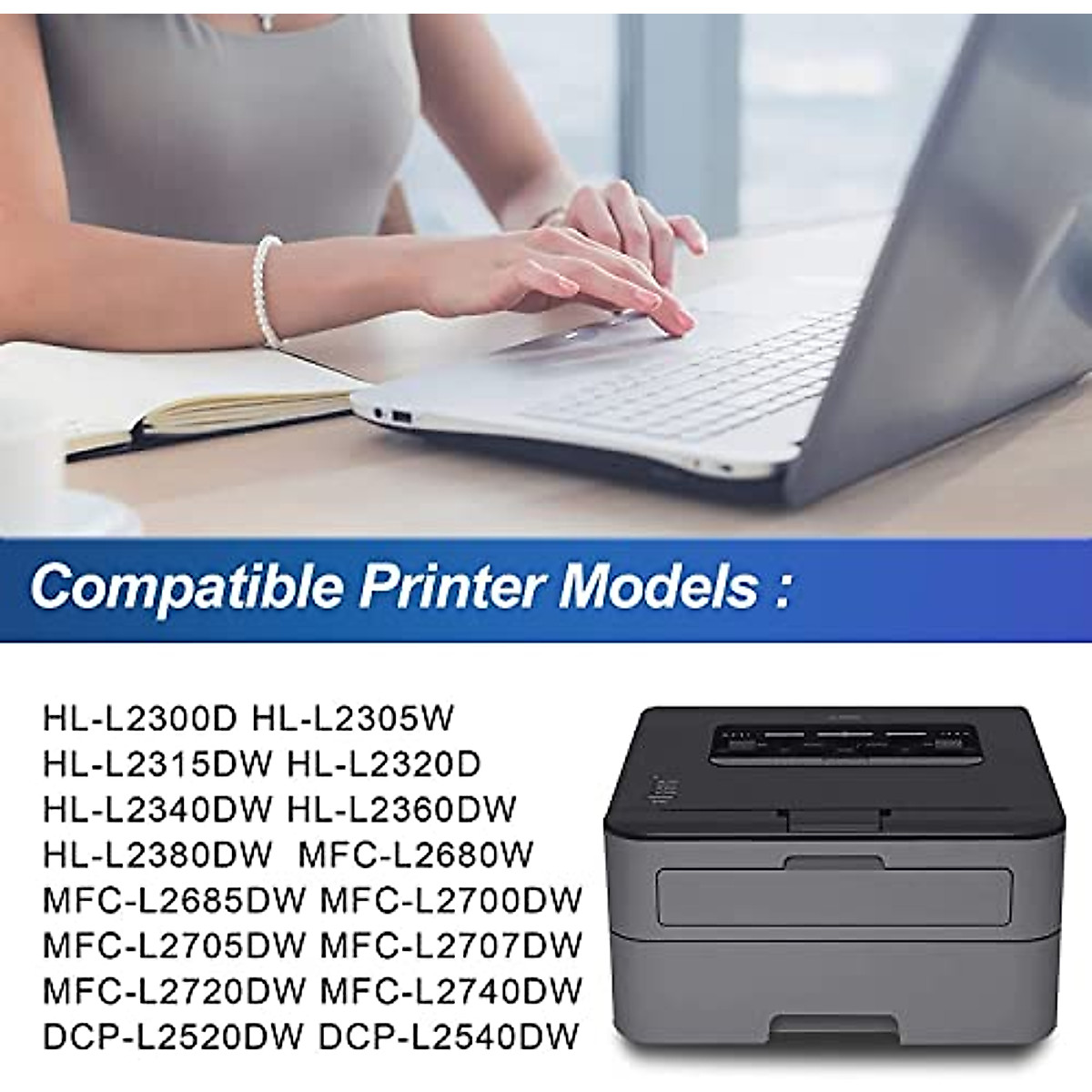 TN660 Compatible TN-660 Black Toner Cartridge Replacement for Brother MFC-L2700DW MFC-L2680W HL-L2300D DCP-L2520DW Printer Toner.(1 Pack)