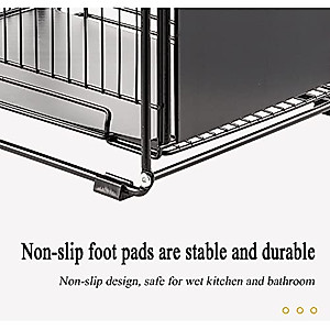 YUEGOO Kitchen Sinks Solid Under Sink Storage Rack, Under Sink Organizers and Storage with Sliding Drawer Suitable for Kitchen Storage Savers Under Sink Rack Shelf/White/37.4 * 26.5 * 44cm