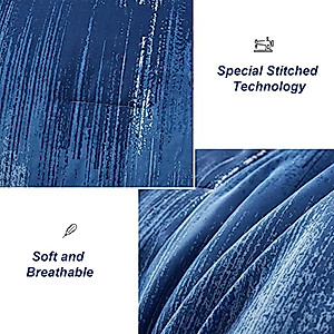 Dinjoy Ombre Blue Comforter Set Full Size Reversible Gradient Blue Grey Boho Bedding Set for Men Women 8 Pieces Bed in A Bag Bohemian Bed Set with Comforter, Sheets, Pillowcases & Shams