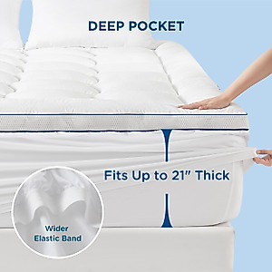 Bedsure Breescape Cooling Mattress Topper, Queen Mattress Pad, Extra Thick Soft Quilted Mattress Cover, Pillow Top Mattress Protector with a Deep Pocket Fitted to 8"-21" Mattresses