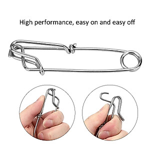 SOONALL 10Pcs Longline Snap Clip, Stainless Steel Long Line Fishing Tuna Clips, Longline Branch Hangers Snap Clip Tuna Clamp Fishing Tackle - 2.6X100mm