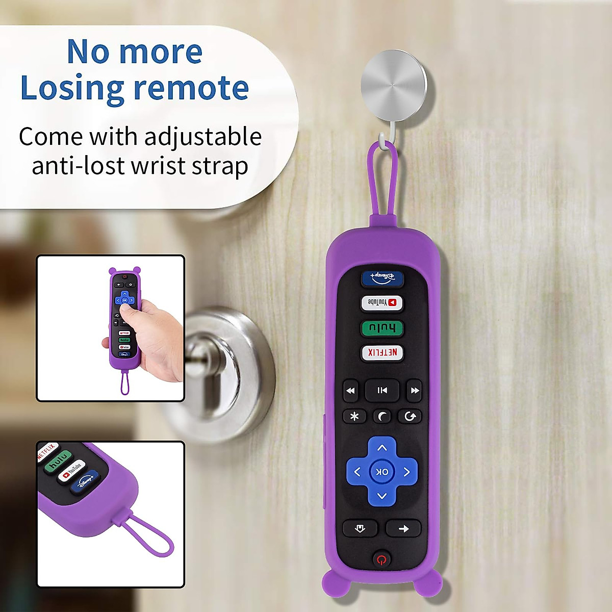 2 Pack Cute Roku Remote Cover, Silicone Protective Case for Roku TV TCL Roku 2/3/4 /Express/Premiere/Voice/Streaming Stick/Ultra RC280 Anti Slip Remote Sleeve Skin (Purple not Glow + Pink not Glow)