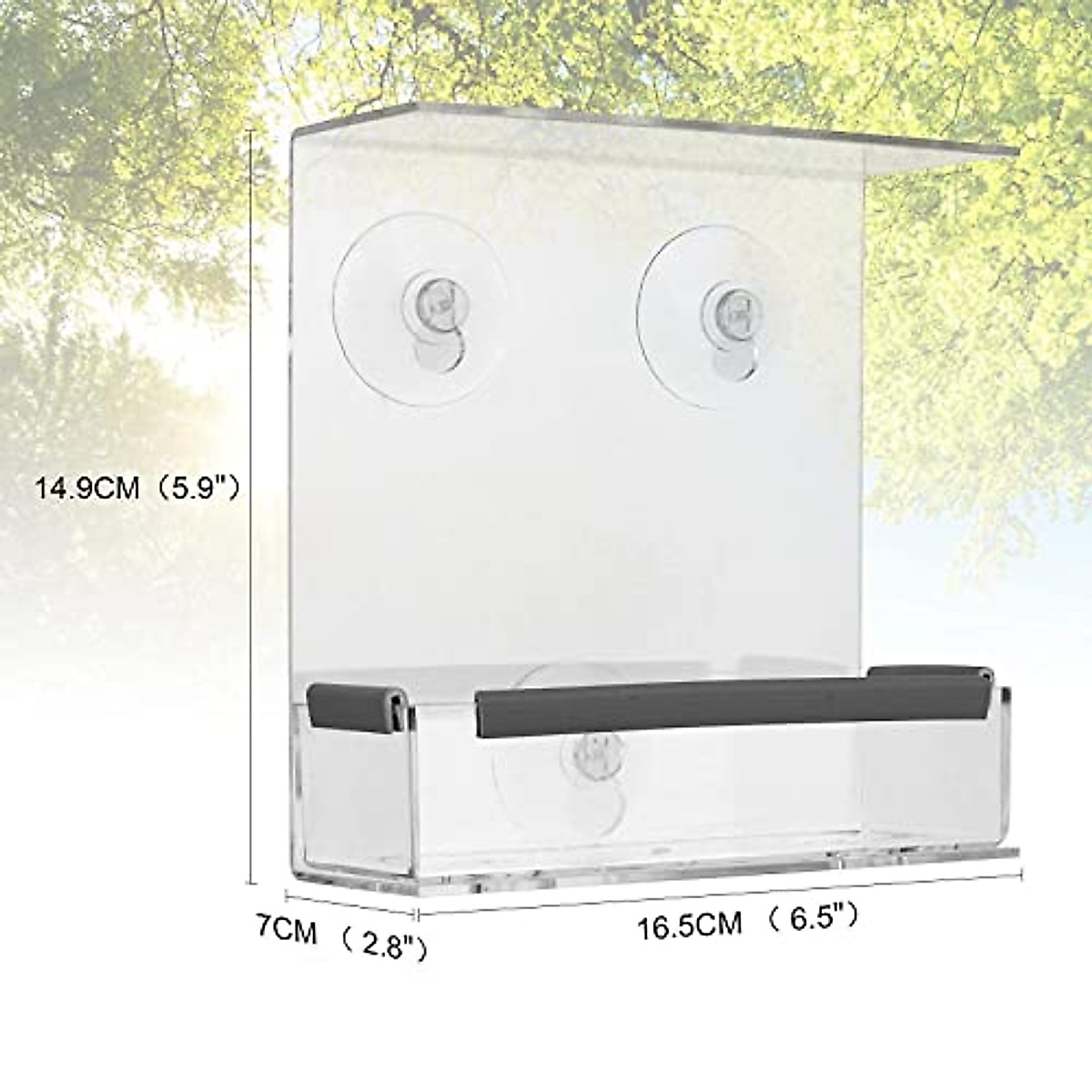 Window Bird Feeder 2 Pack, Bird House for Outside, Window Bird Feeder with Strong Suction Cups and Removable Seed Tray with Drain Holes. Outdoors Birdfeeder for Wild Birds, Cardinal, Bluebird