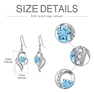 Seiyang Sterling Silver Created Aquamarine Dangle Drop Earrings March Birthstone Dangle Earrings for Women