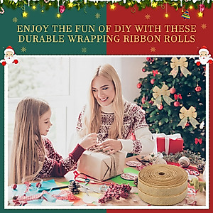 Waydress Natural Burlap Ribbon Burlap Edge Fabric Craft Ribbon for Bow Wreath Tree DIY Decor Outdoor Wedding Home Christmas Party Decoration(1.5 Inch x 50 Yard,Natural)