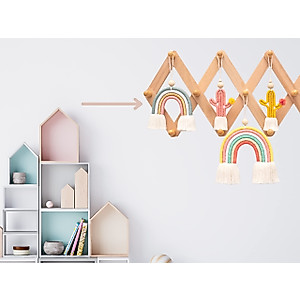 Mila Millie Macrame Wall Hanging | Handmade Woven Tassel Ornament for Home or Nursery Baby Kids Room Decor | Boho Nordic Scandinavian Style (Pink Gold Teal)