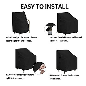 Easy-Going Waterproof Patio Chair Cover UV Resistant Outdoor Chair Cover Weatherproof Lawn Patio Furniture Cover with Tape Sealed Seam (2 Pack-33.5Wx31.5Dx36H inch, Black)