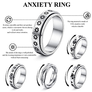 EVBEA Anxiety Ring For Women Relief Fashion Fidget Spinners Rings 4 Pieces Stress Preppy Jewelry For Teen Girl Asexual Stainless Steel Mood Promise Wedding Set Size 7
