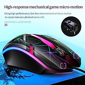Atrasee RGB Gaming Mouse Wired PC Computer Mice for Laptop, 1200 DPI, 7 Colors LED Backlit, 3 Buttons, USB Ergonomic Optical Mouse for Game Office Windows Mac Linux, Crack