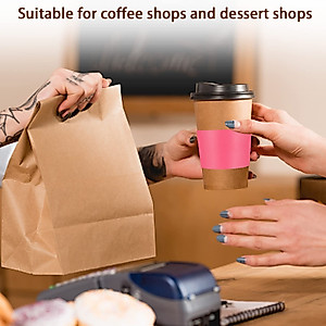 50 Pcs Coffee Sleeves Disposable Corrugated Kraft Paper Cup Sleeve Holder Protective Insulated Heat Espresso Coffee Cup Holder Fits 12, 16, 20, 22, 24 oz Hot Cold Drinks Cups(Pink)