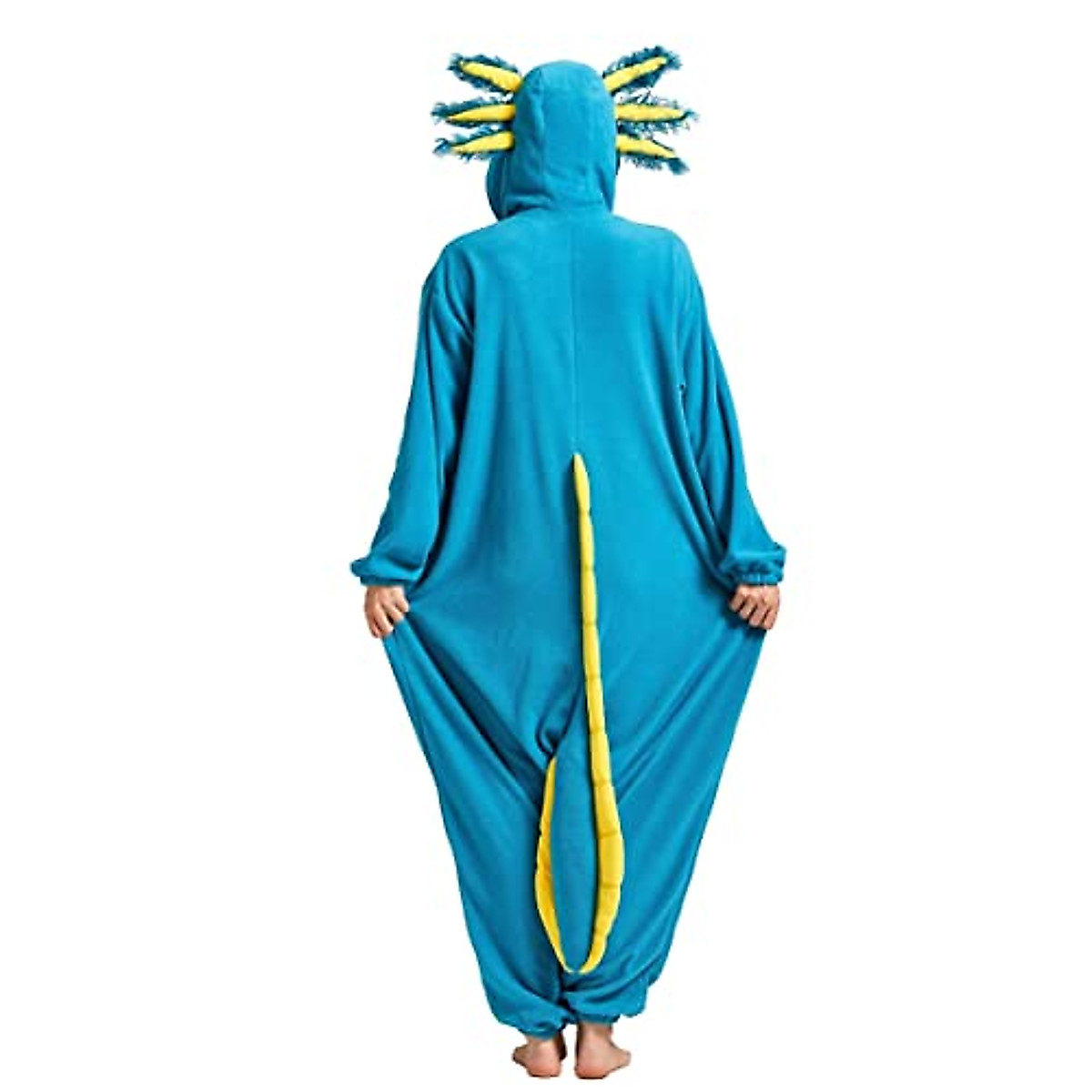 DarkCom Animal Onesie Flannel One Piece Cosplay Blue Axolotl Halloween Costume for Girls Boys