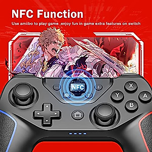 YCCTEAM Wireless Pro Controller for Switch/Lite/OLED, Switch Controller Support Adjustable Turbo Function, Switch Remote Controller Gamepad with Wake-up, Motion Control and Vibration
