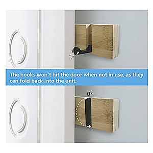 JSVER Wooden Coat Hooks Coat Rack Wall Mounted, Modern Coat Rack, Space-Saving Coat Hook with 4 Standard Retractable Hooks Hat Coat Hook for Entryway, Hallway, Bathroom, Living Room, Bedroom