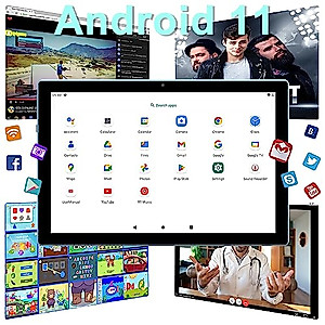 Tablet With Keyboard 2 in 1 Tablet Android Tablet 10 Inch Tablets, Include Mouse Case Stylus Tempered Film 5G Wifi Wifi6 128GB ROM+6GB RAM 10 IN IPS 8MP Camera 6000mAh Battery 10.1" FHD Android 11 Tab