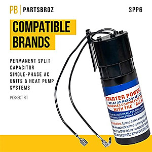 PartsBroz Easy to Install SPP6 Hard Start Capacitor Supco Super Boost Kit Relay - Replaces TJ90HS6 35702 DST-6 ERPP6 HS6 HS650 SPP6