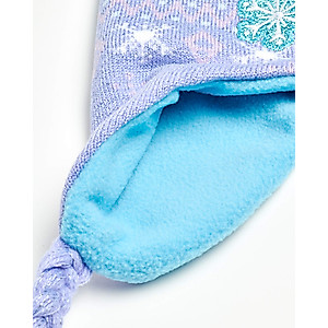 Disney Little Girls Frozen Elsa and Anna Beanie Hat and Gloves Cold Weather Set (Age 2-7), Size Age 4-7, Frozen Purple Gloves