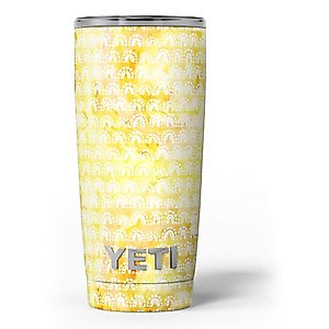 Design Skinz The Watercolor Yellow Surface with White Semi-Circles - Skin Decal Vinyl Wrap Kit Compatible with The Yeti Rambler Cooler Tumbler Cups