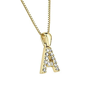 Diamond Wish 14k Yellow Gold Letter A Diamond Initial Pendant Necklace (1/10cttw) with 18-inch chain