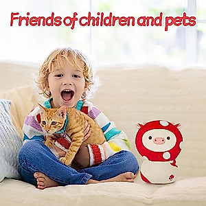 Bekrgwiy Mushroom Plush, 8in Mushroom Cow Stuffed Animals, Cute Mushroom Plush Toys, Kawaii Mushroom Cow Pillow Plushies,Mushroom Plush Doll for Kids