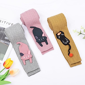 BOOPH 3 Pack Girl Legging Pants Knit Footless Tights 5-8 Year Yellow Pink Gray