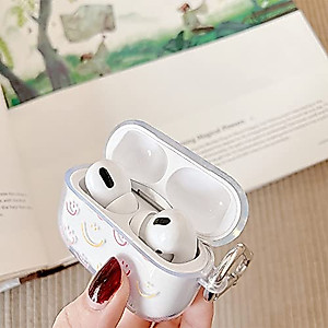 Minscose Cute Airpod Pro Clear Case with Keychain, Cartoon Doodle Smiley Face Design Soft Silicone Smooth Shockproof Compatible with Airpod Pro Charging Case for Girls Kids Women-Smile F