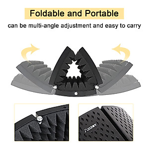 MSIZOY Curved Foldable Studio Recording Microphone Isolation Shield Condenser Mic High Density Sound Absorbent Foam with Metal Panel for Recording Podcasting Singing Broadcasting (3-Panel)