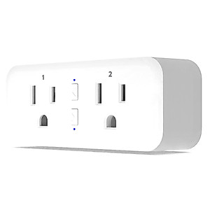 KMC Smart Plug Duo, 2-Outlet Wi-Fi Smart Plug, Multi Plug Adapter, Independently Controlled Smart Outlets, Works with Alexa & Google Assistant, No Hub Required