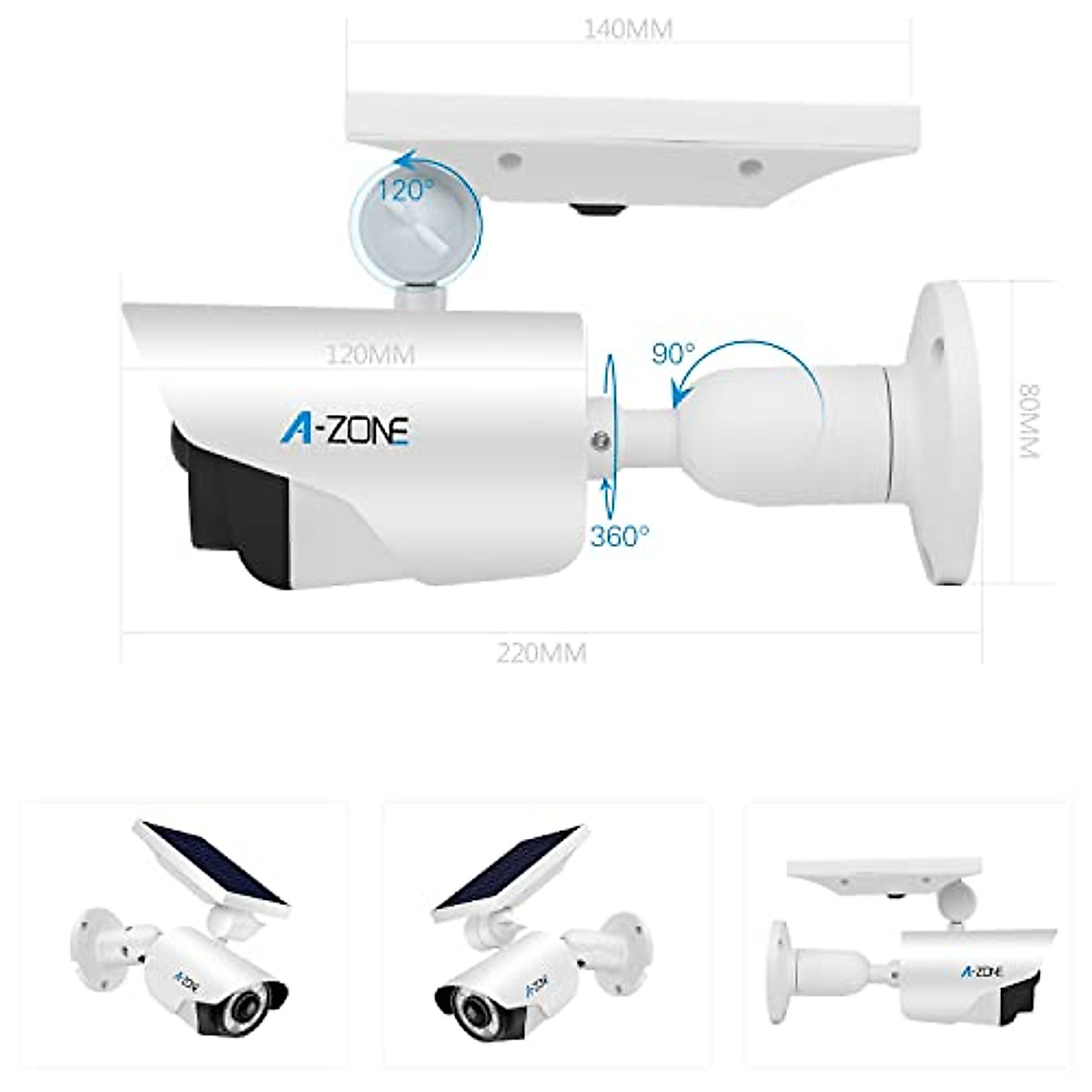 Solar Motion Sensor Light Outdoor - 800Lumens 8 LED Spotlight 5-Watt Solar Lights Outdoor IP66 Waterproof, Wireless Solar Flood Light for Porch Garden Patio Driveway Pathway,Aluminum(White)