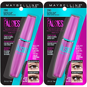 Maybelline Volum' Express Falsies Volumizing, Washable Mascara, Blackest Black, 2 Count