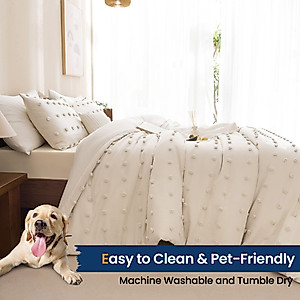 Paxrac Beige Comforter Set Twin/Twin XL, Cream 2 Pieces Tufted Comforter Set, Lightweight Neutral Bedding Set, Soft and Fluffy Microfiber Comforter for All Seasons (68x90in Comforter & 1 Pillowcases)