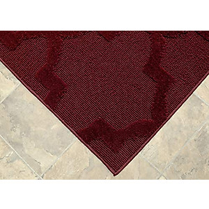 Garland Rug Quatro Chili Red 9' x 12' Cut-Loop Trellis Area Rug –Soft, Comfortable, Stylish & Budget-Friendly Rug in a Beautiful Solid Chili Red