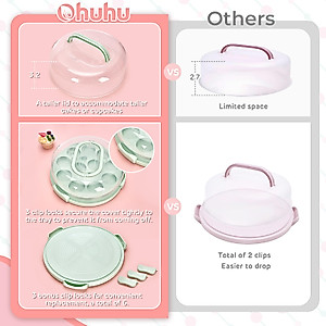 Ohuhu Cheesecake Container, Cake Pie Carrier BPA-Free up to 10'' Cake - Cupcake Containers with Lid and 2 Handles 4-in-1 Multipurpose Cake Keeper Holder Platter for Pie Devil Eggs Mothers Day Gifts