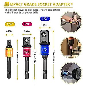 32pcs Flexible Drill Bit Extension Set, Rotatable Joint Socket 1/4 3/8 1/2 Inch Hex Socket Adapter, 105°Right Angle Drill Attachmen, Bendable Drill Bit Extension Screwdriver Kit with a Box (Black)