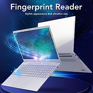 FOTABPYTI Laptop, 15.6in Laptop 100-240V Silver Backlit Keyboard 2K Resolution IPS Screen for Windows 10 for Study (12+256G US Plug)