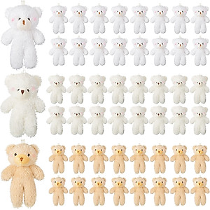 Leyndo 100 Pcs 4.7 Inch Mini Stuffed Bears Bulk Small Bear Plush Toys Soft Tiny Bear Doll for DIY Keychain Baby Shower Birthday Wedding Party Favors Valentine Day Christmas Gifts Bag Charm Supplies