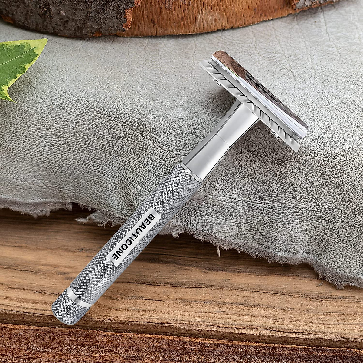 BEAUTICONE’s Safety Razor Men & Women│Men’s Shaving Razors│3-pc Double Edge Safety Razor│Closed Comb Razor with 5 blades (Chrome Plated Finish)