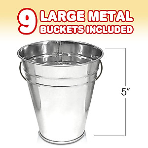 Gamie Bucket Ping Pong Ball Game Includes 9 Metal Buckets, 12 Balls, and 1 Number Sticker Sheet - Fun Party Activity for Kids and Adults, Great Idea for Kids