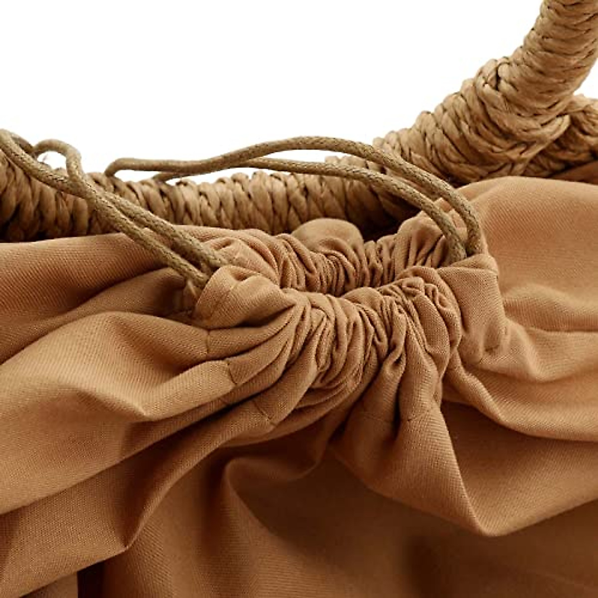 Summer Rattan Bag for Women Straw Hand-woven Top-handle Handbag Beach Sea Straw Rattan Tote Clutch Bags (Coyote brown)