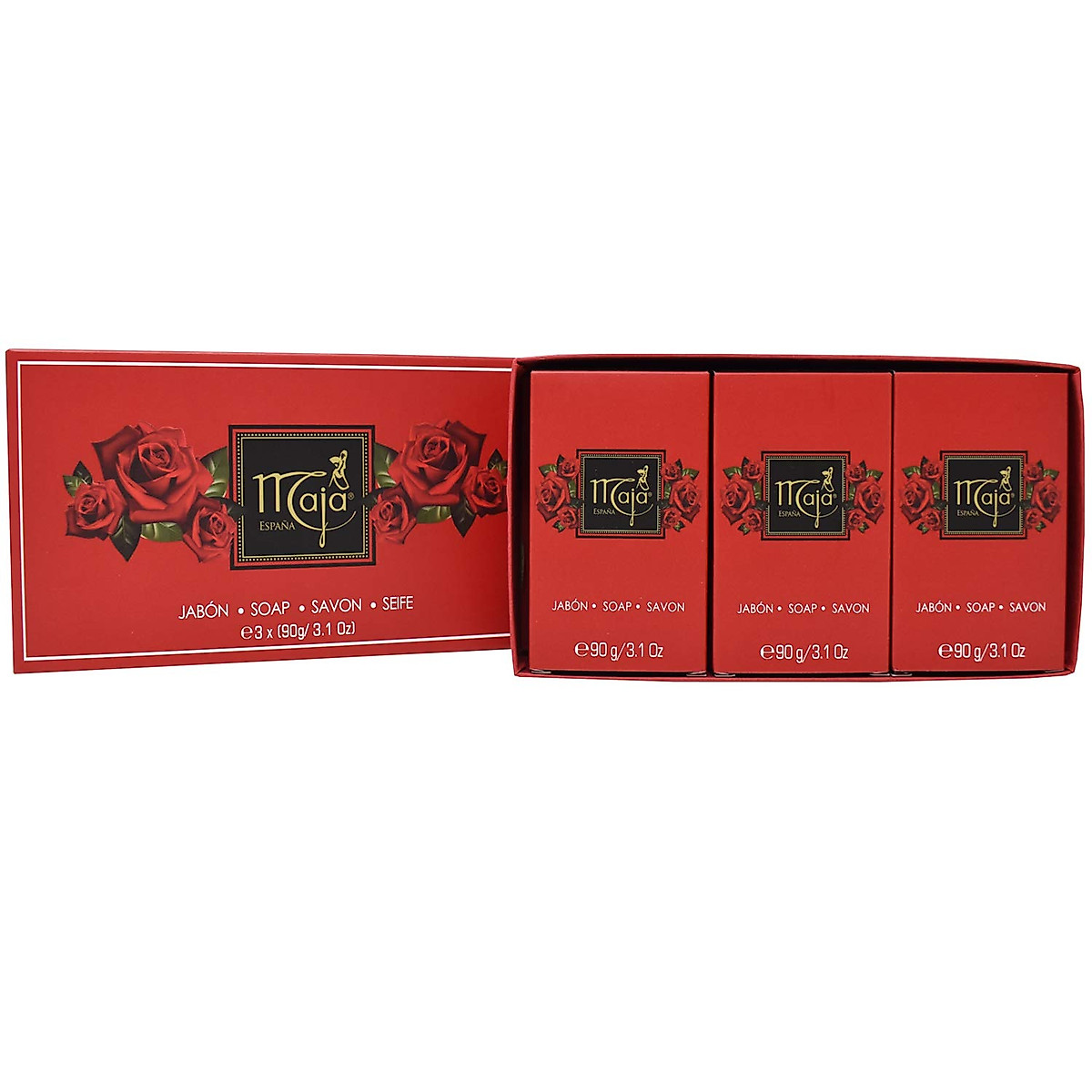 Maja Soap Sets Rectangle (3 x 3.1 Oz. Each) 18.6 Oz Total-2-PACKS(Sets) of 3 Soaps- - Jabon Perfumado