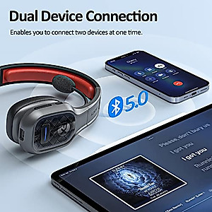 FXWONTY Trucker Bluetooth Headset, Bluetooth Headset with Microphone Noise Canceling & Mute Button, Bluetooth 5.0 Headphones for Trucker/Remote Worker/Online Class/Call Center/Zoom/Teams