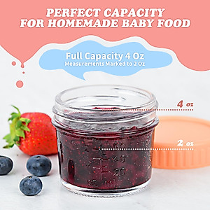 DRKIO 20 Pack Glass Baby Food Storage Containers 4 Oz Baby Food Jars with Lids Baby Food Maker Microwave Dishwasher Freezer Safe 100% Leak-Proof BPA Free