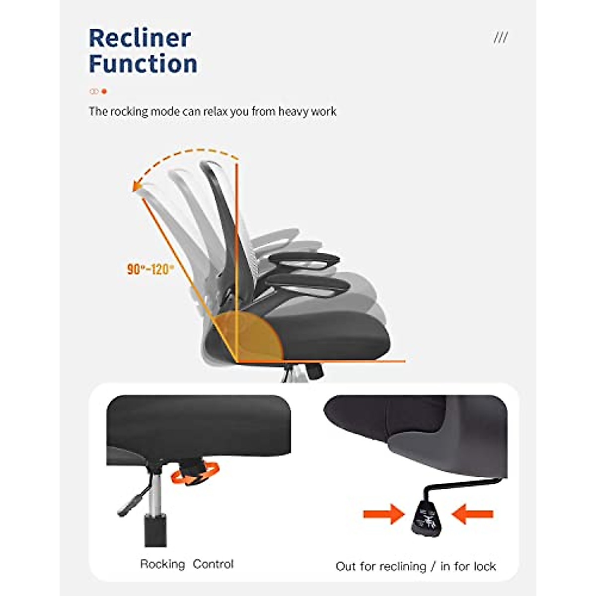 Office Chair Desk Chair Computer Chair with Lumbar Support Flip-up Arms Swivel Rolling Executive Task Chair Mesh Adjustable Ergonomic Chair for Adults(White)