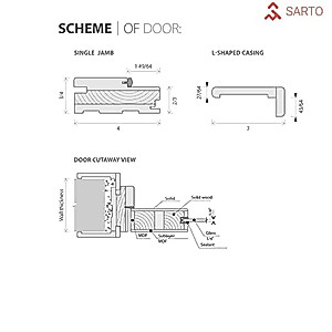 Solid French Door 36 x 80 inches | Quadro 4111 Matte Grey | Single Regular Panel Frame Trims Handle | Bathroom Bedroom Sturdy Doors