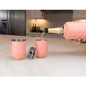 LAROSÁ Gift Set - Wine Chiller with 2 Stemless Wine Tumblers - Unique Gift Ideas for Wine & Champagne Enthusiasts - Wine Bottle Chiller Gift Set - Powder Coated & Double Walled Stainless Steel